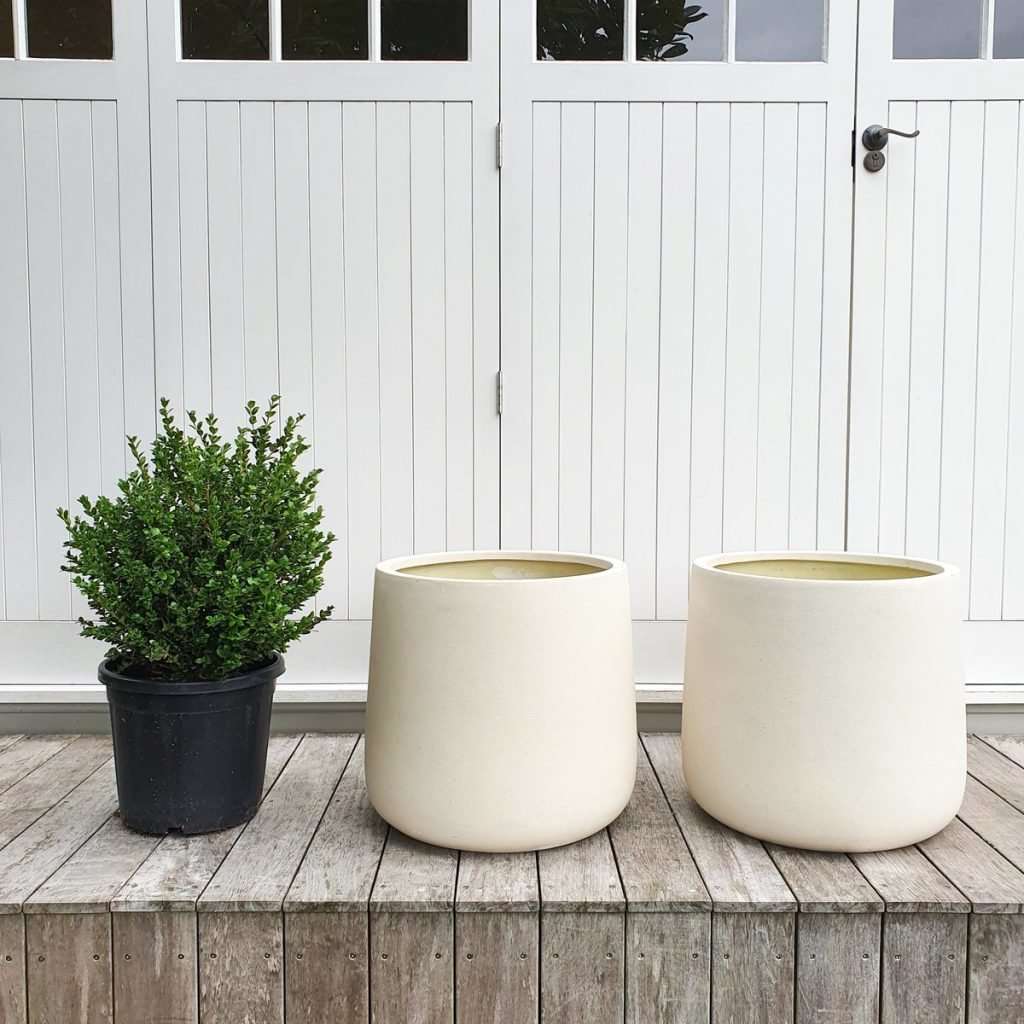 Warm White Bianca Cylinder Pot, 55cm - plantandpot.nz